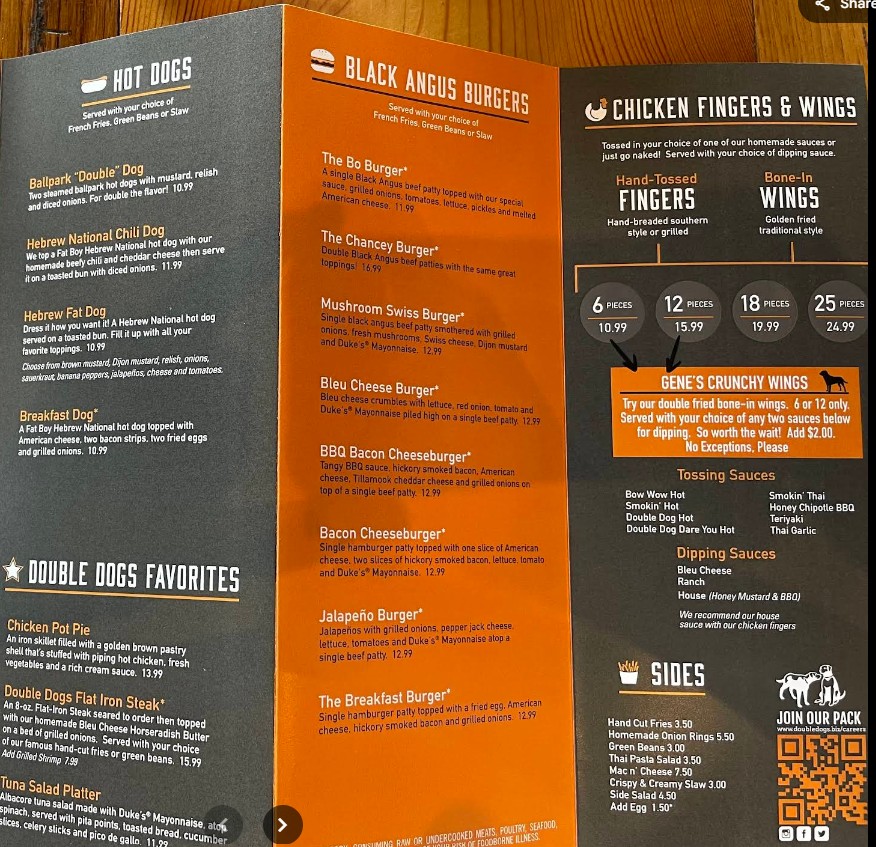 Double Dogs Menu: Burgers, Wings, & Craft Dogs | Order Online